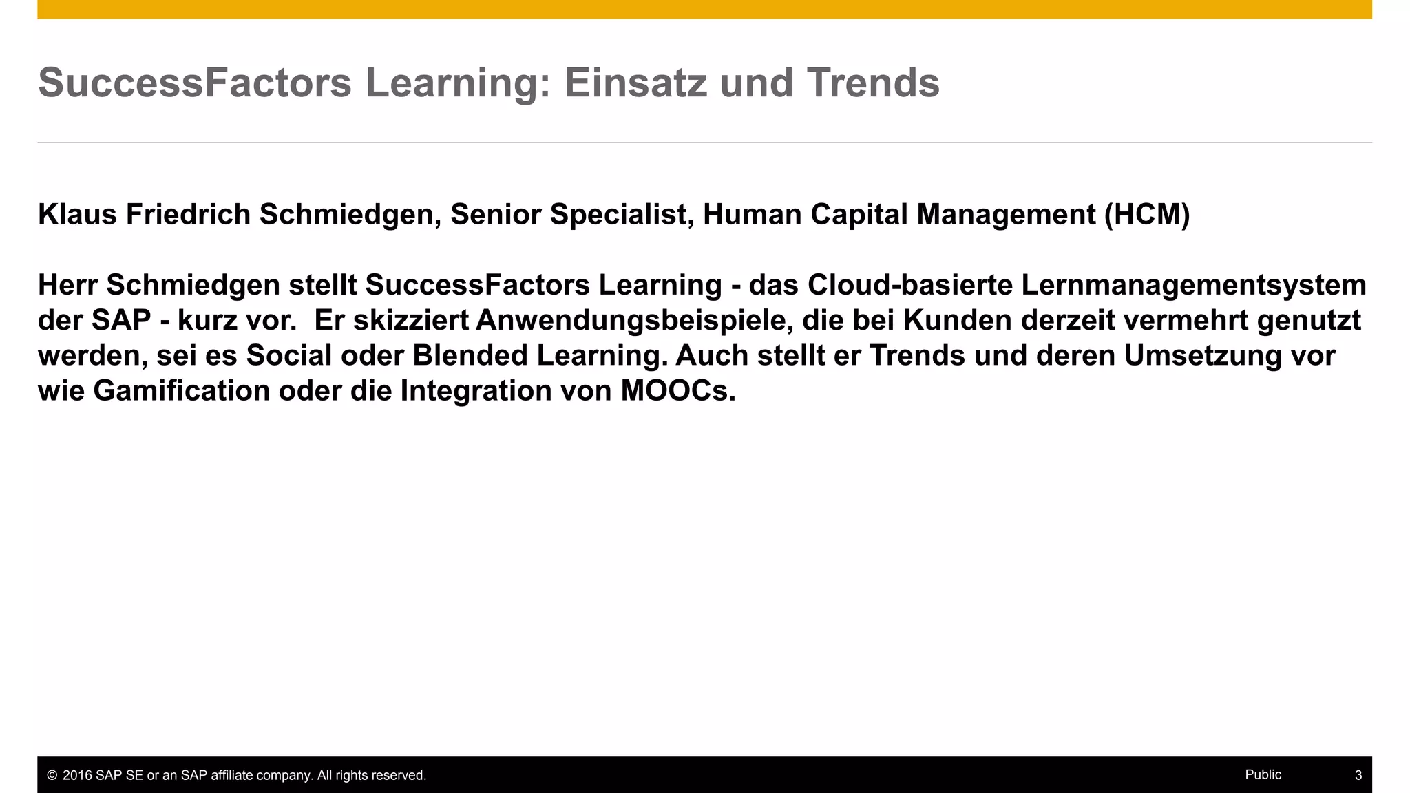 SuccessFactors Learning auf dem SAP Education Forum | PPT