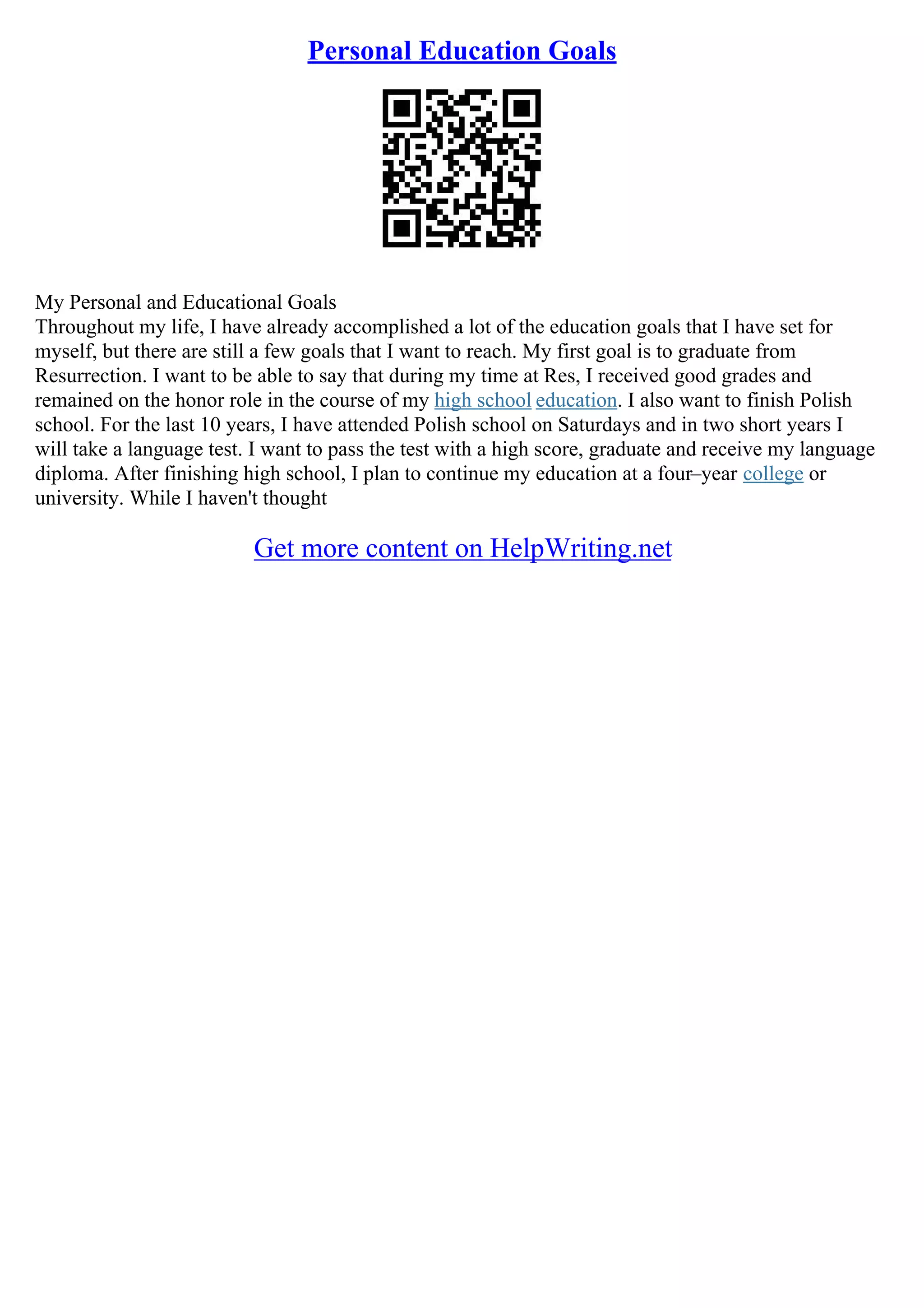 Education Goals Essay | PDF