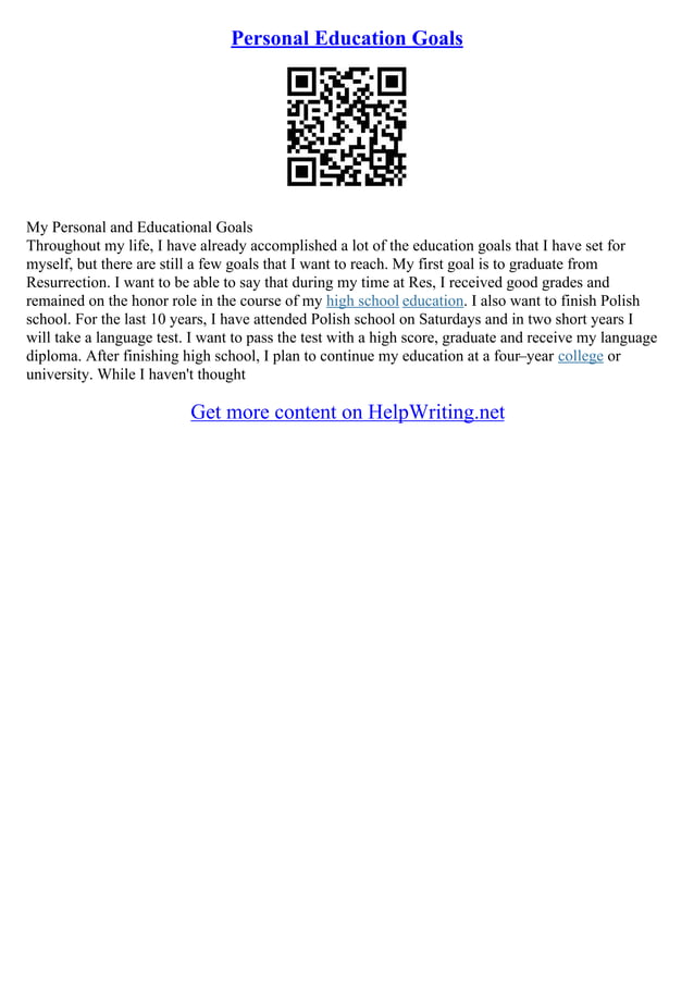 Education Goals Essay | PDF