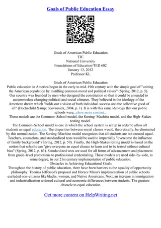 Education Goals Essay | PDF