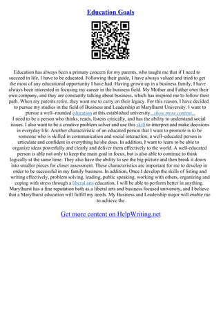 Education Goals Essay | PDF