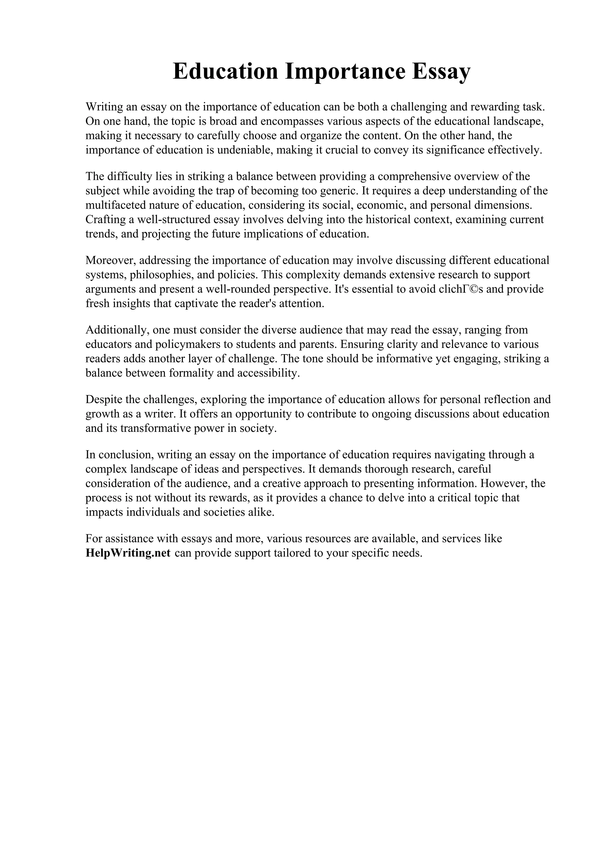 Education Importance Essay. Why is Education So Important in Our Life ...