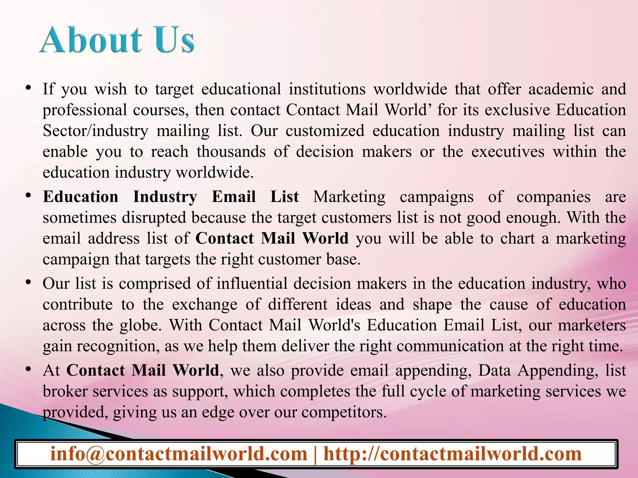Education industry email list | PPT