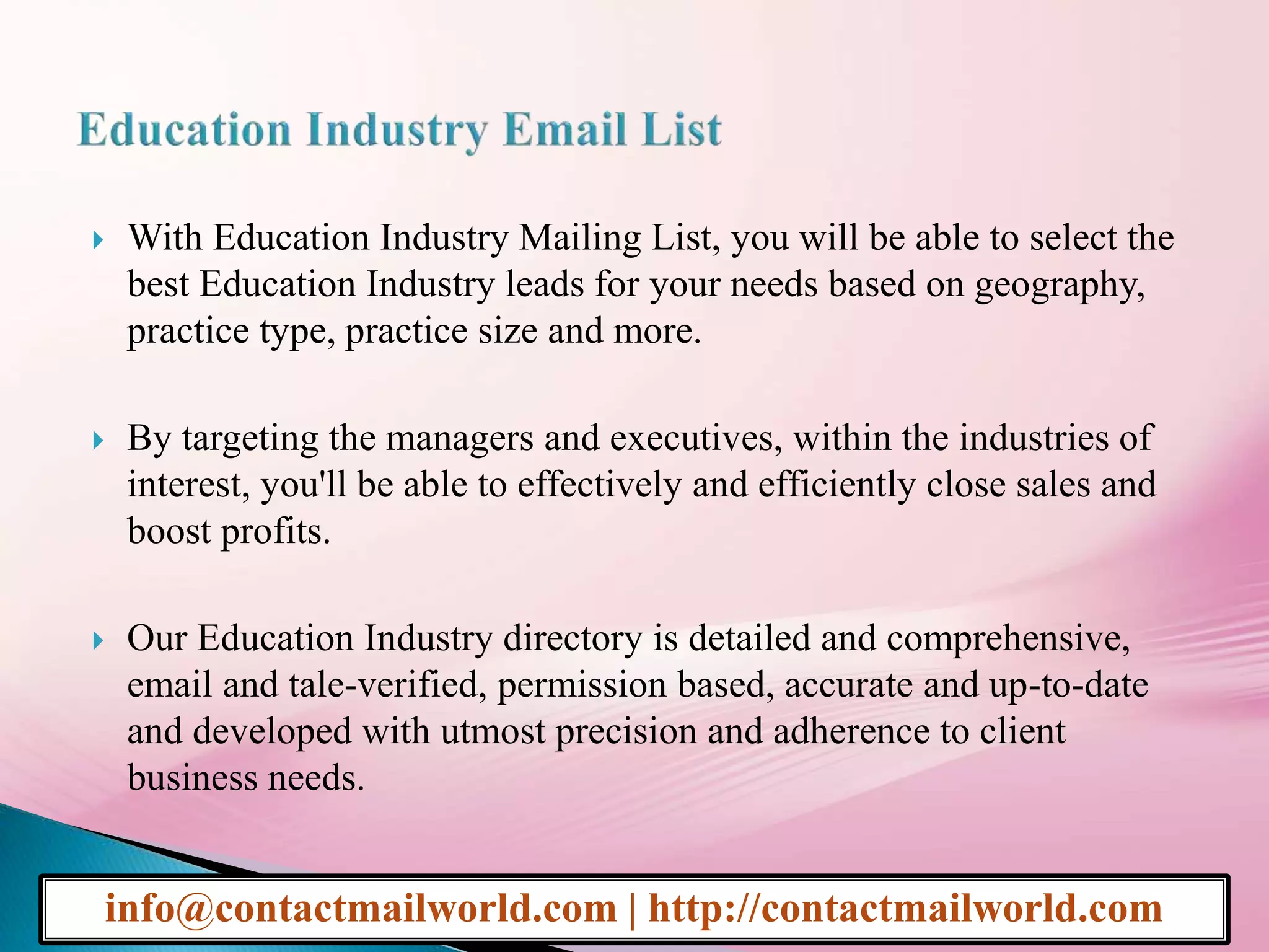 Education industry email list | PPT