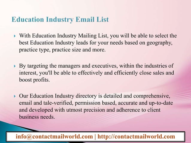Education industry email list | PPT