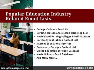Education Industry Email Marketing List | School, Colleges Email List | PPT