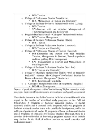 Education in function of Serbia cultural tourism development | PDF