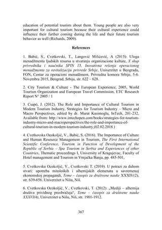 Education in function of Serbia cultural tourism development | PDF
