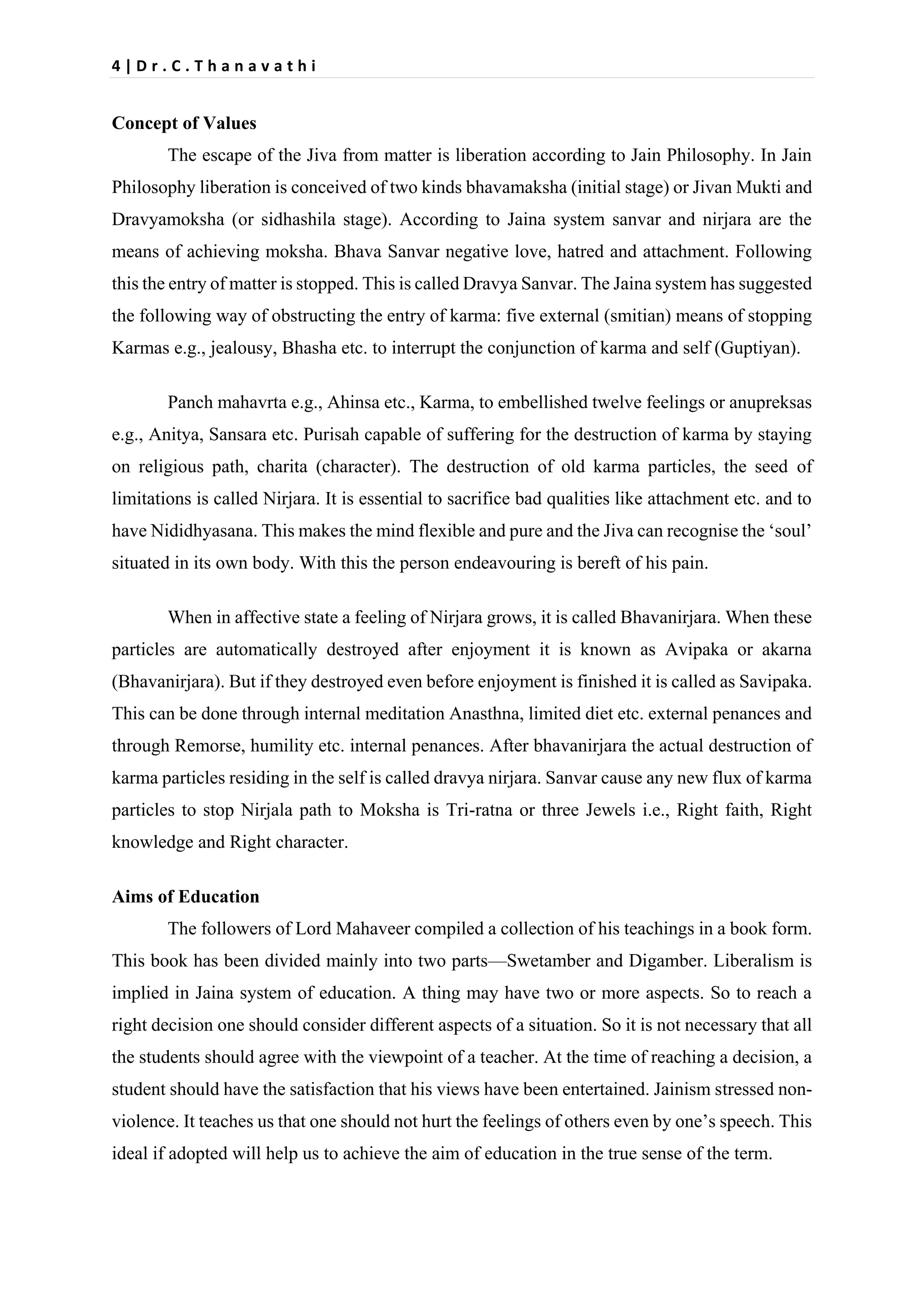 Education in jainism period - thanavathi | PDF