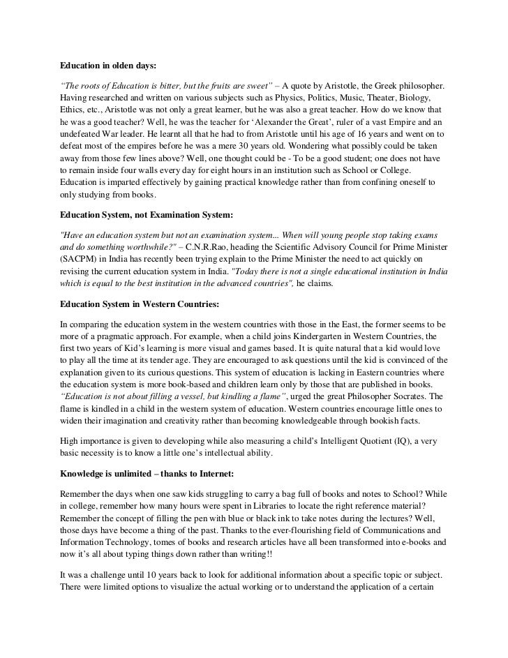 Education in olden days