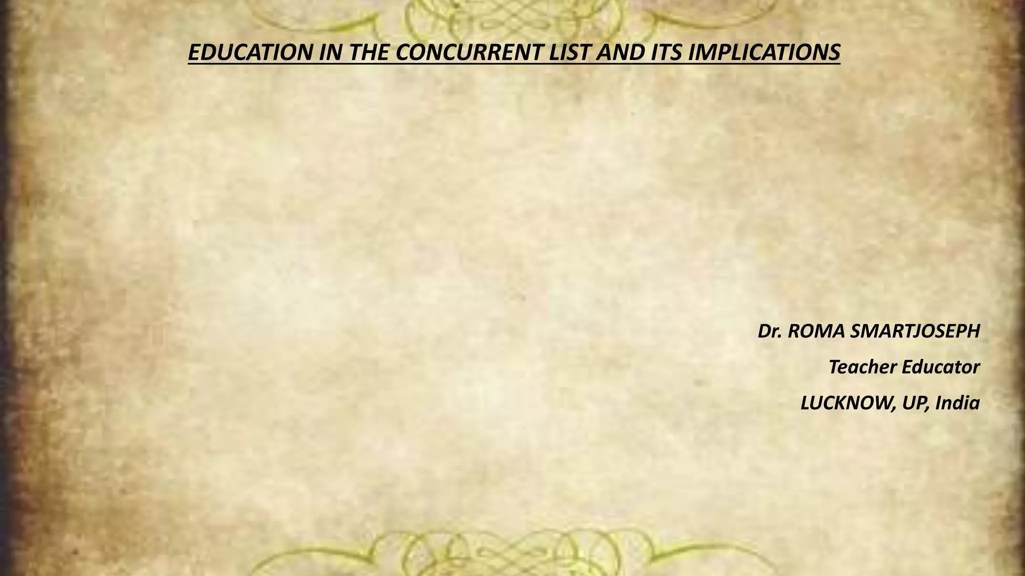 Education in the concurrent list | PPTX