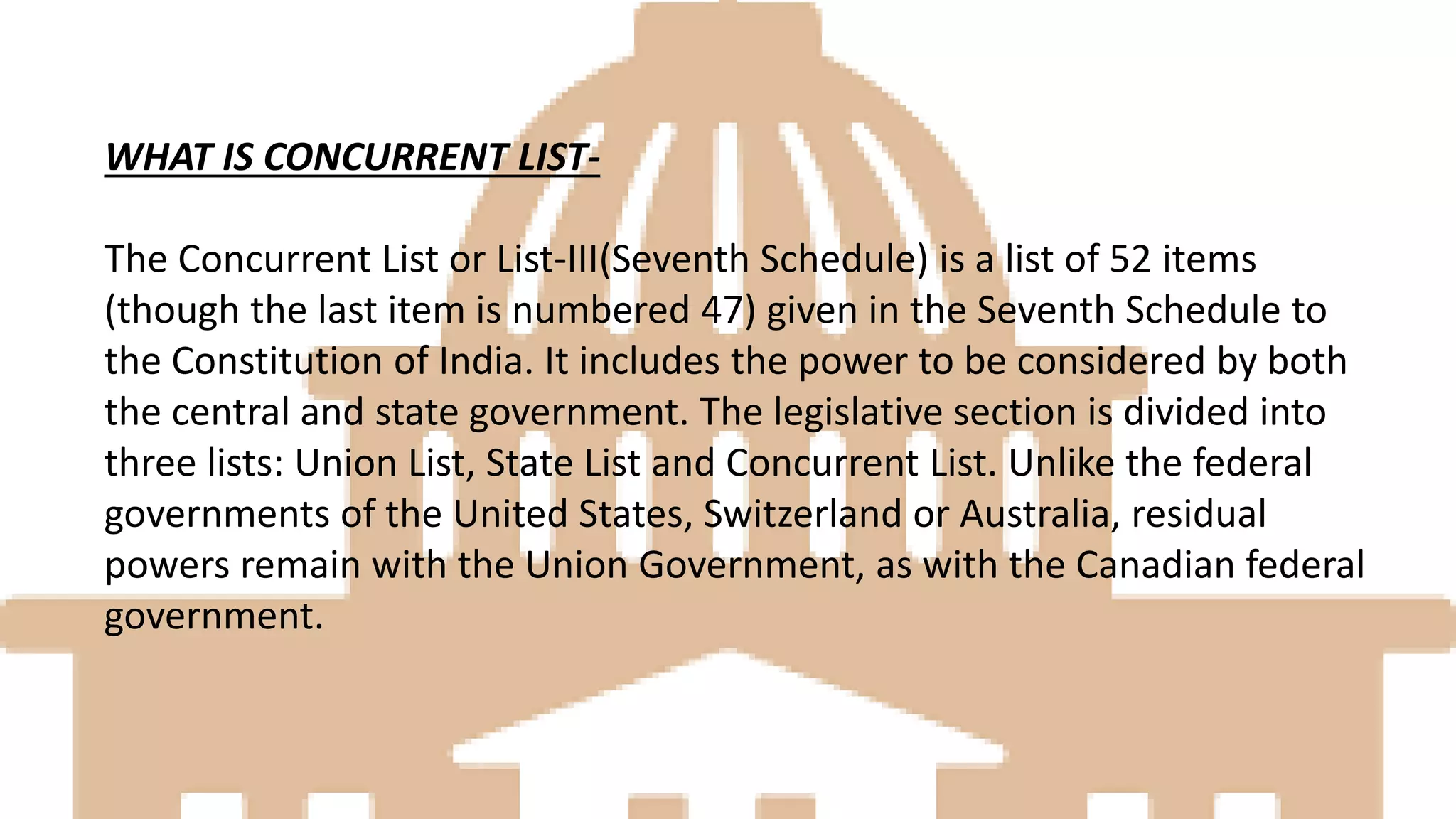 Education in the concurrent list | PPTX