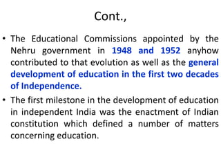 Education in the post independence period | PPTX