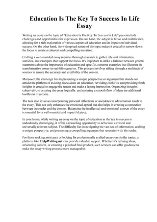 Education Is The Key To Success In Life Essay.pdf