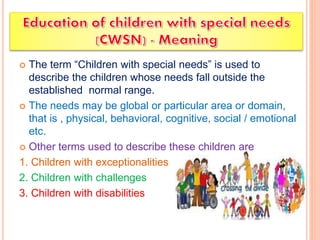 Education of children with special needs (cwsn)- Special education and ...