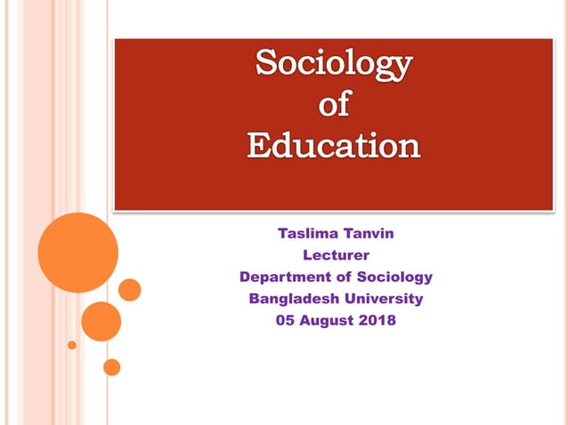 Sociology of Education | PPT