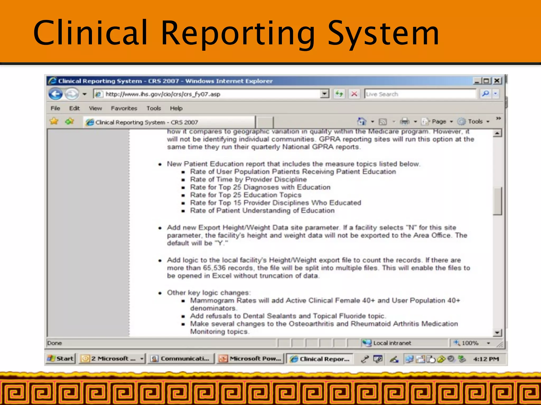 IHS Patient Education overview | KEY