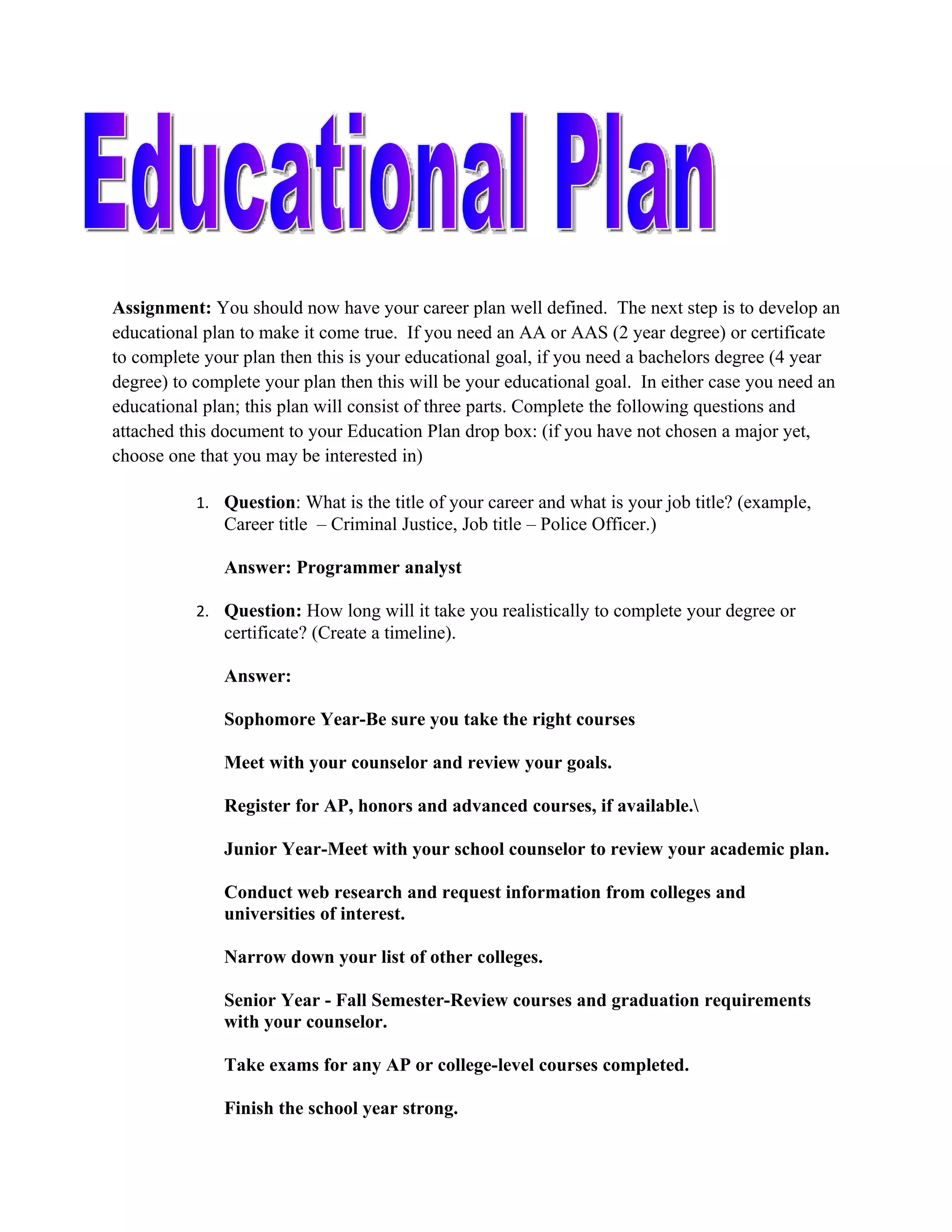 Education plan | PDF
