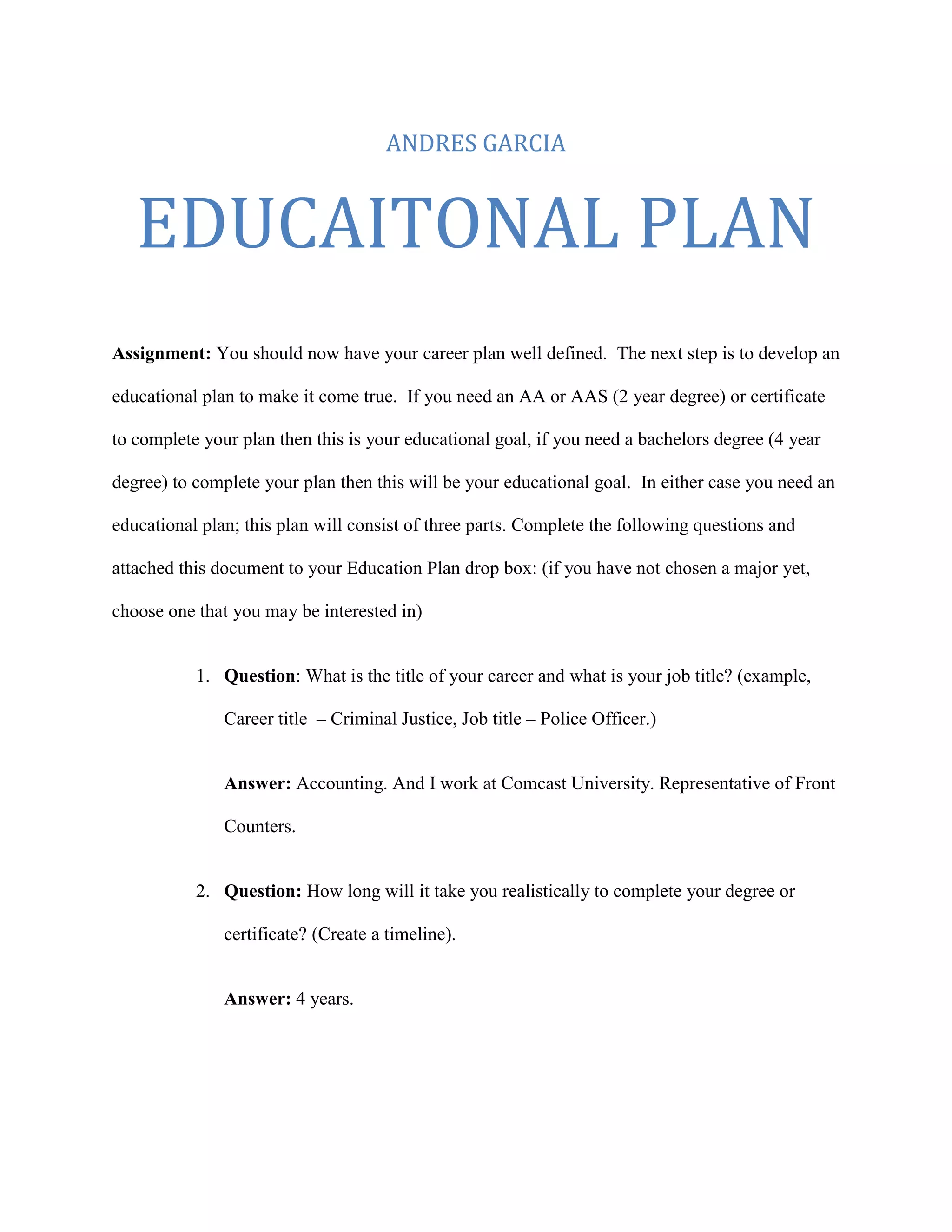 Education plan | DOCX | Education