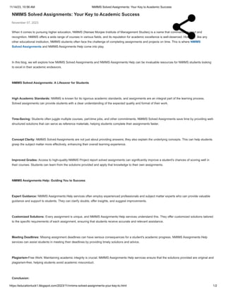 NMIMS Solved Assignments: Your Key to Academic Success | PDF