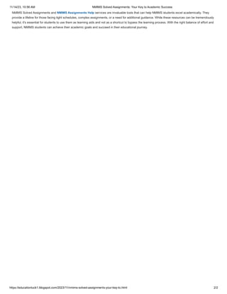 NMIMS Solved Assignments: Your Key to Academic Success | PDF