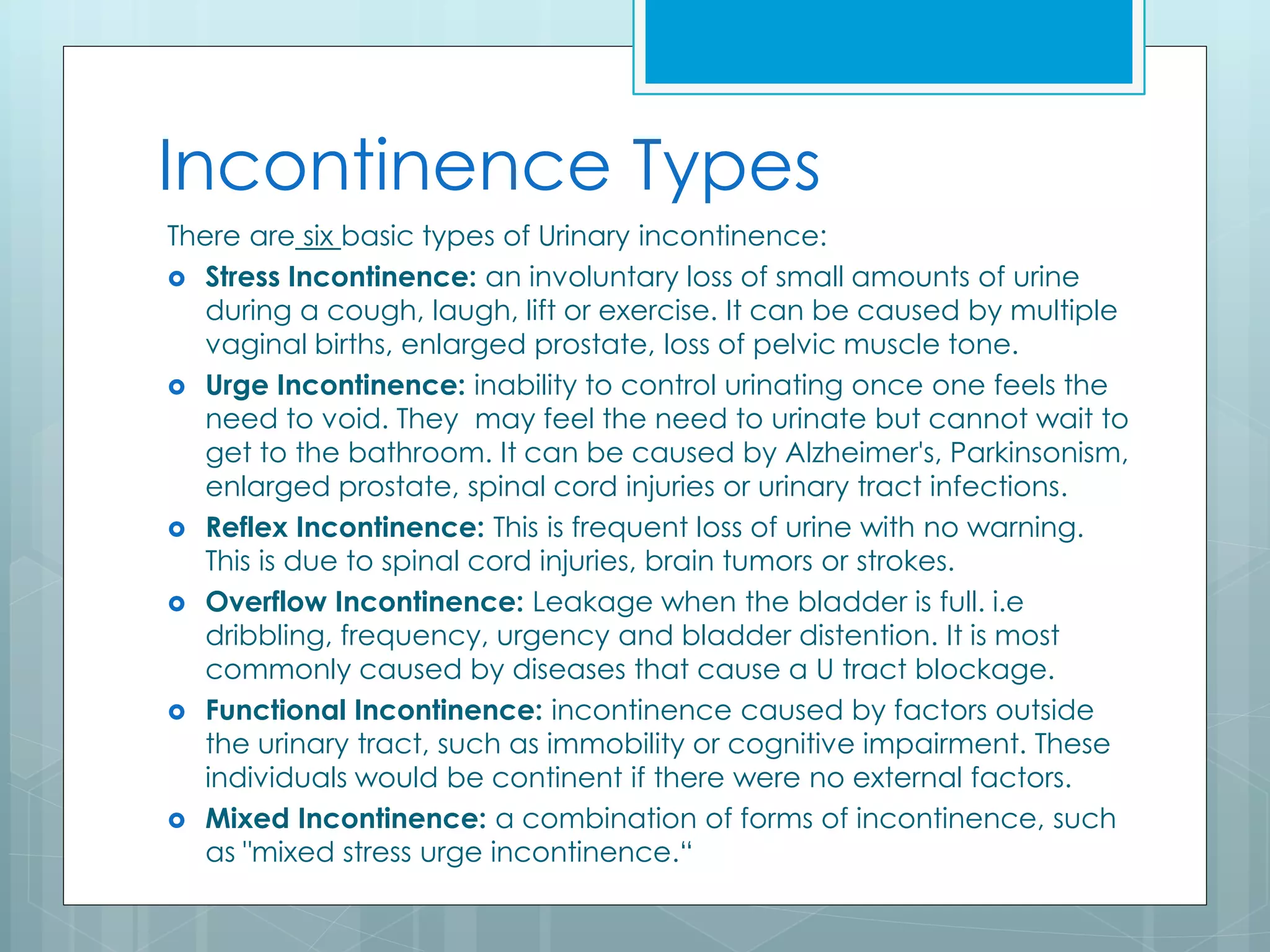 Education Series: Reference Guide to Incontinence | PDF