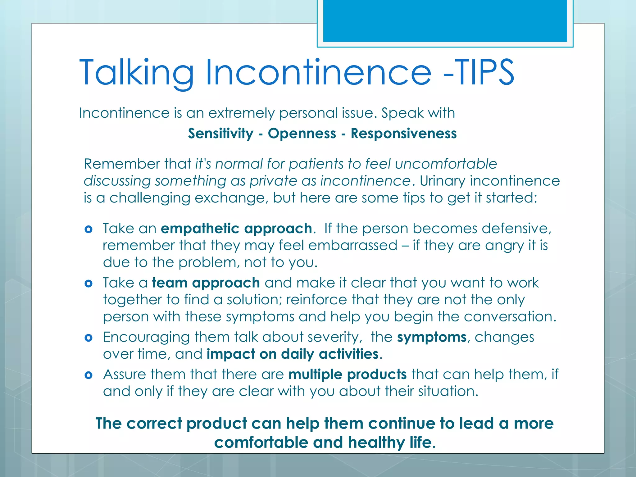 Education Series: Reference Guide to Incontinence | PDF