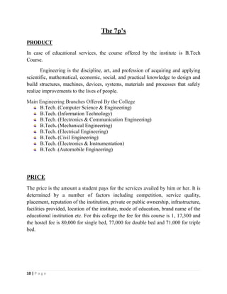 Project report On Service marketing mix of engineering collage (GNIT ...