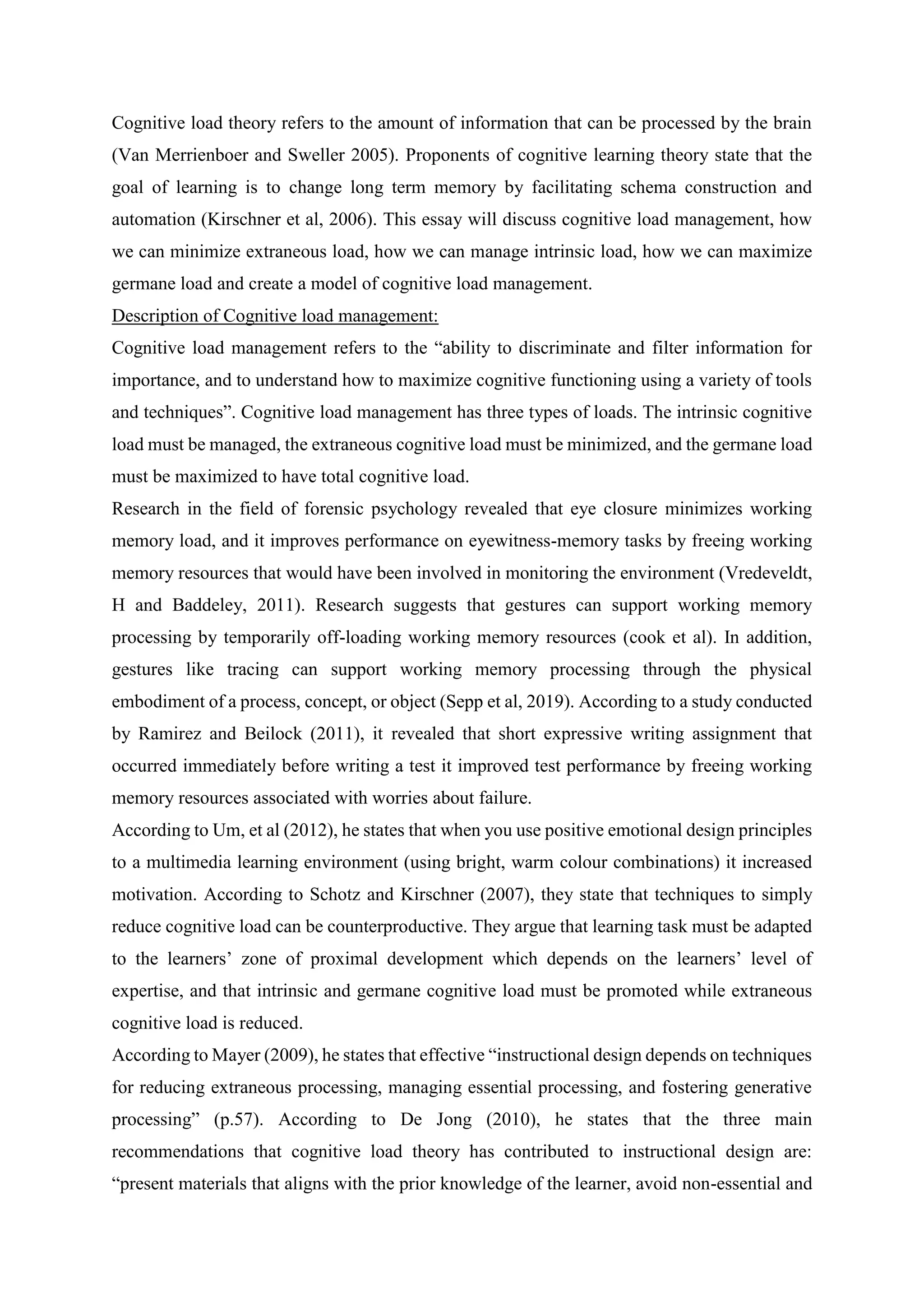 Cognitive Load Theory. | DOCX