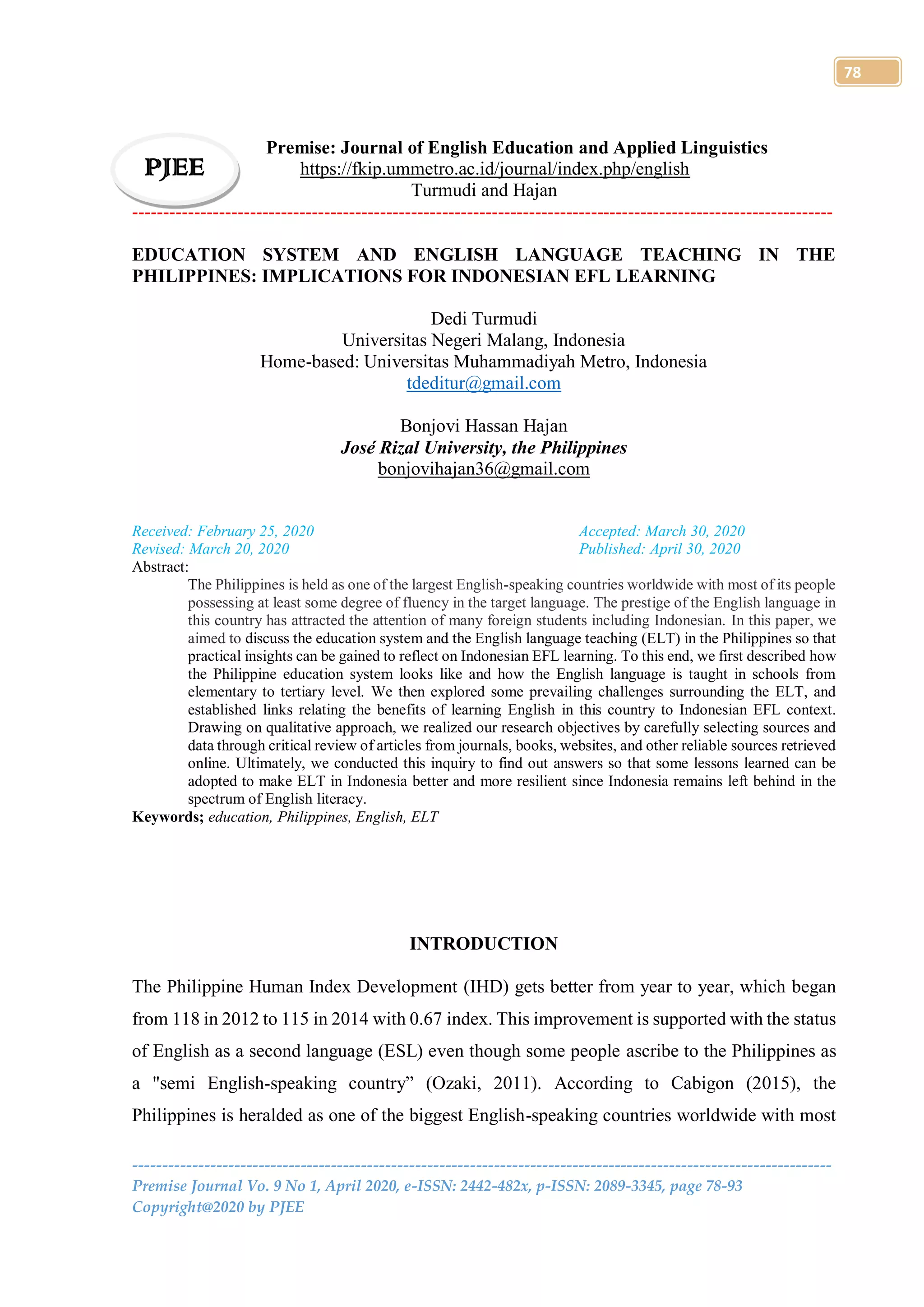 EDUCATIONSYSTEMANDENGLISHLANGUAGETEACHINGINTHEPHILIPPINES.pdf