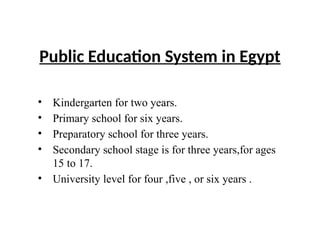 Education system in Egypt. A power point | PPTX