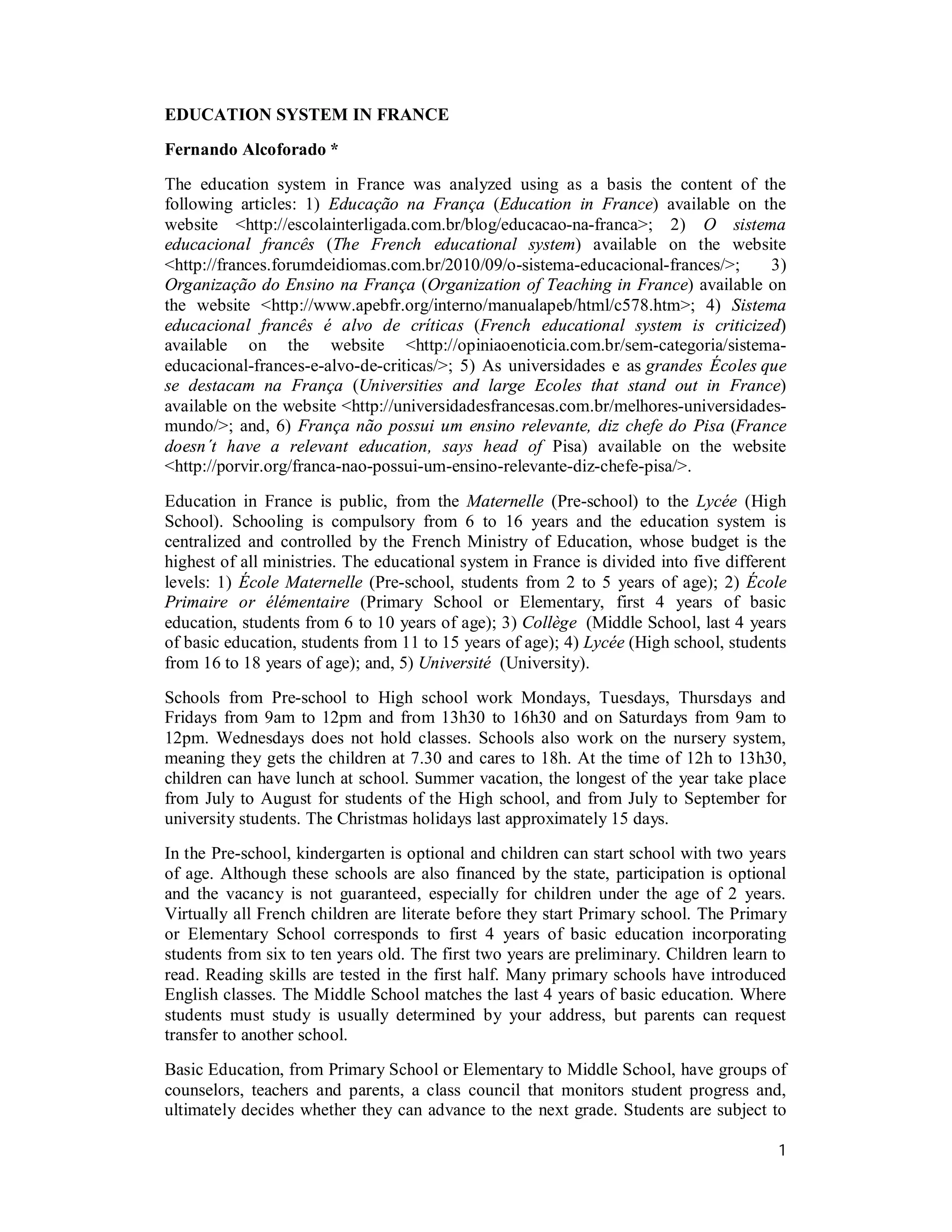 Education system in france | PDF