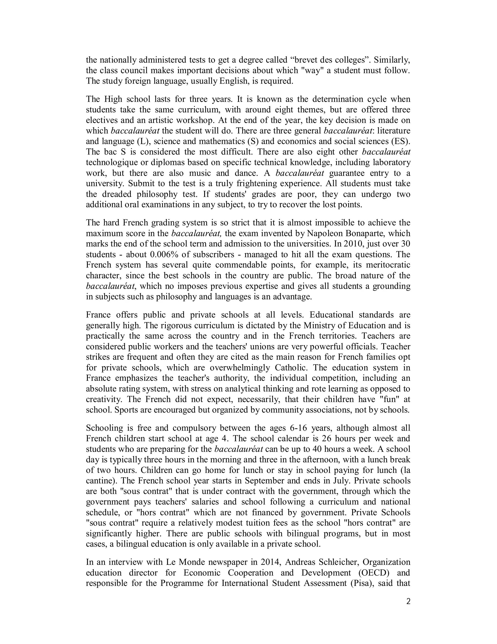 Education system in france | PDF