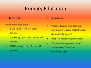 Education system of Pakistan and Algeria | PPTX