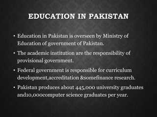 Education system of Pakistan by Wajid Ali Kharal | PPTX