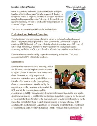 Education system of Pakistan | PDF