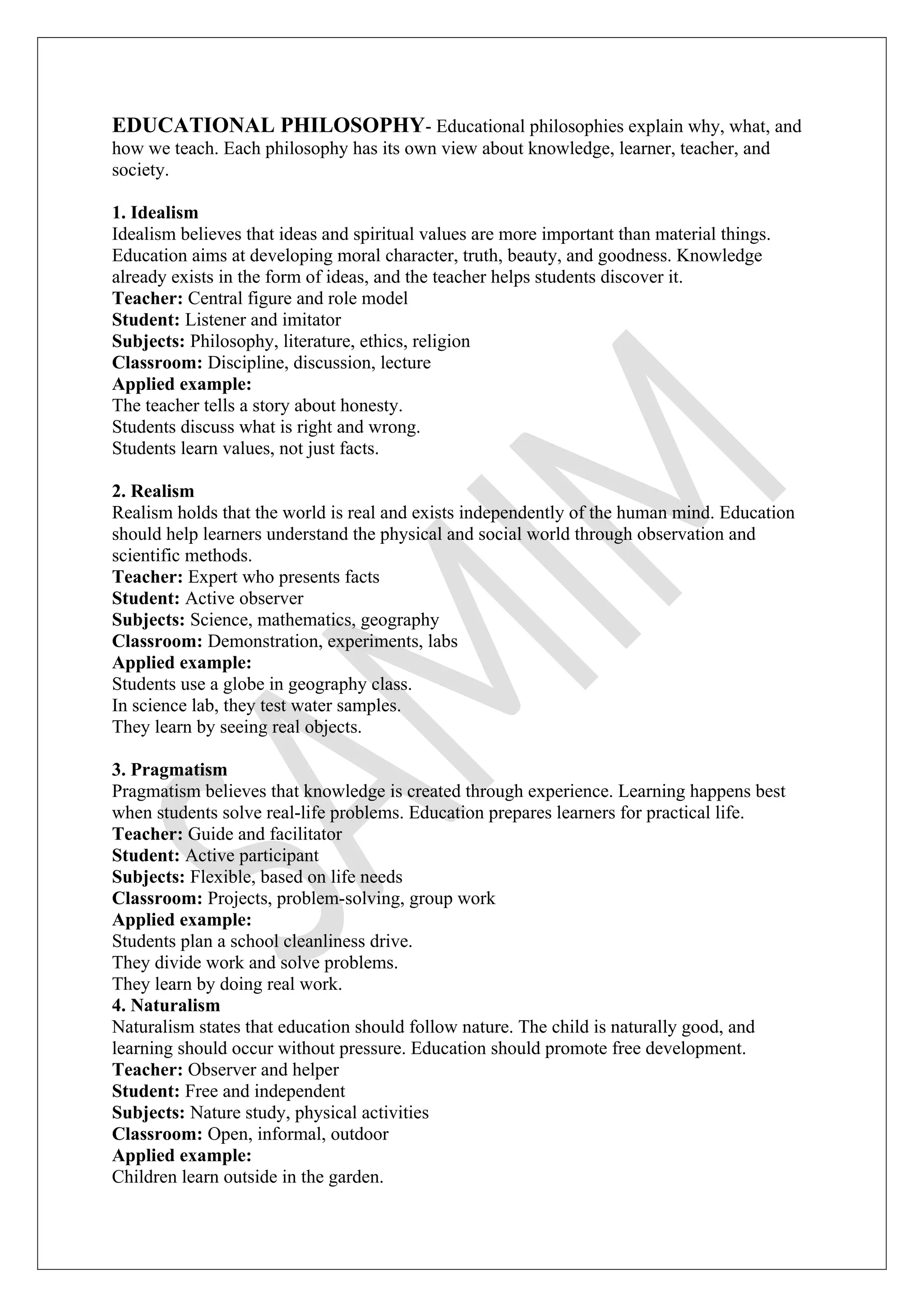 Pragmatism and naturalism different. Branches of education. Educational ...