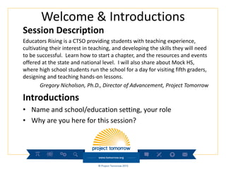 Educators Rising California and Mock High School | PDF