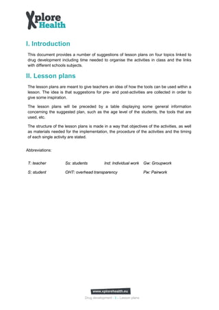 How are drugs developed? - Lesson plans | PDF