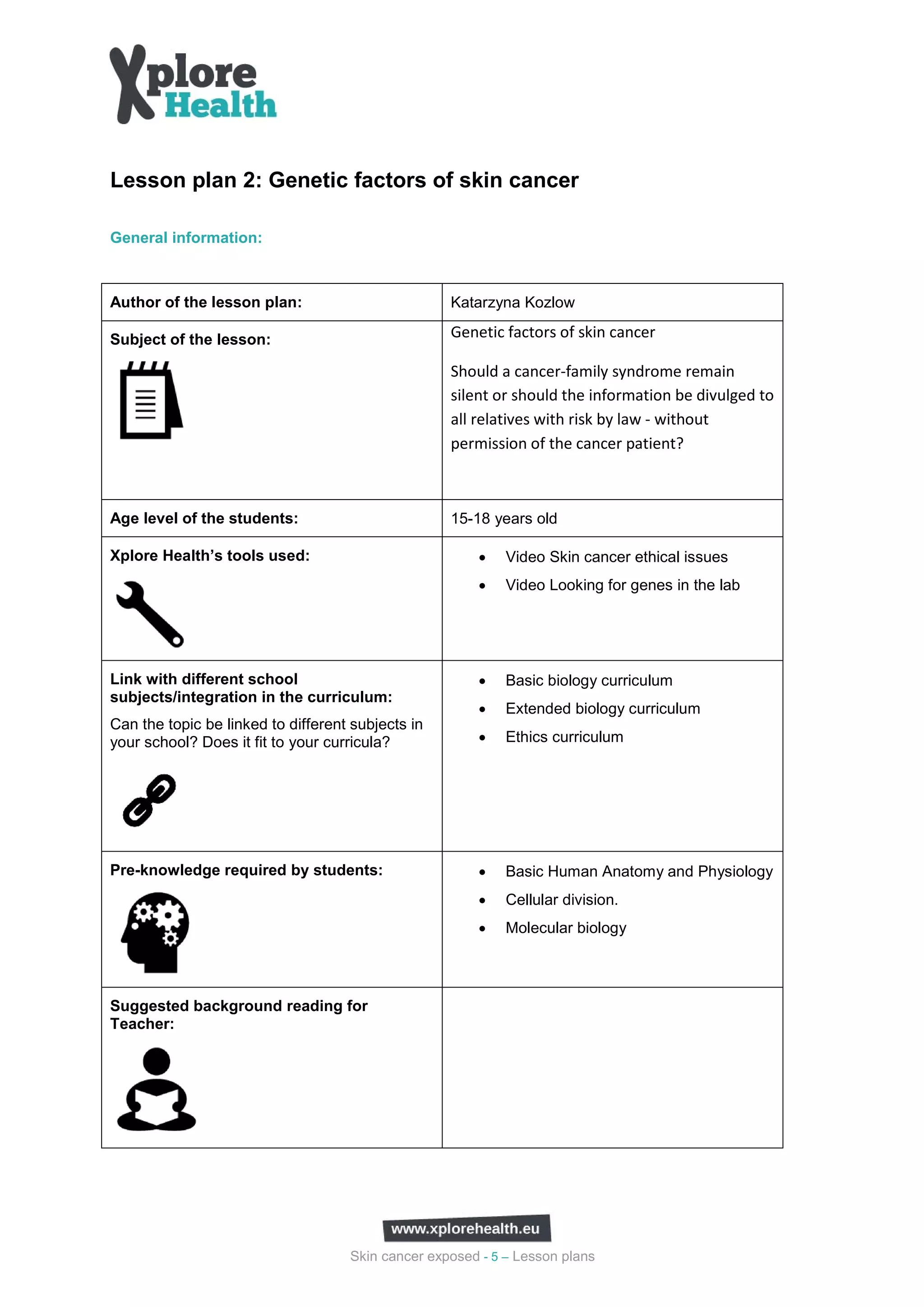 Skin cancer exposed - Lesson plans | PDF | Skin and Dermatology ...