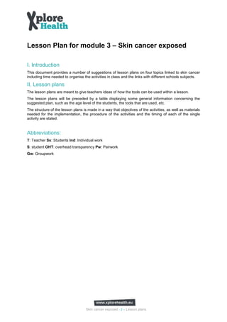 Skin cancer exposed - Lesson plans | PDF | Skin and Dermatology ...