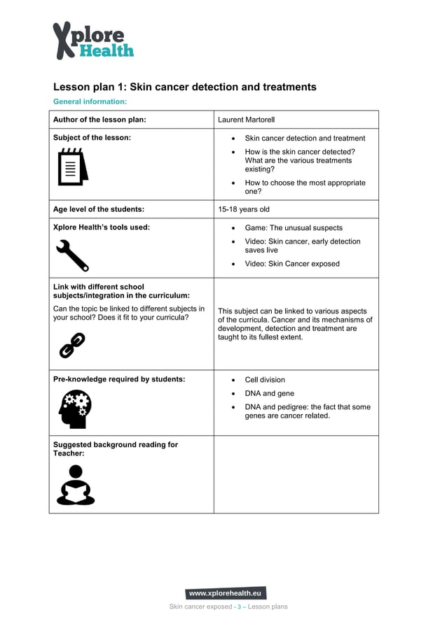Skin cancer exposed - Lesson plans | PDF | Skin and Dermatology ...