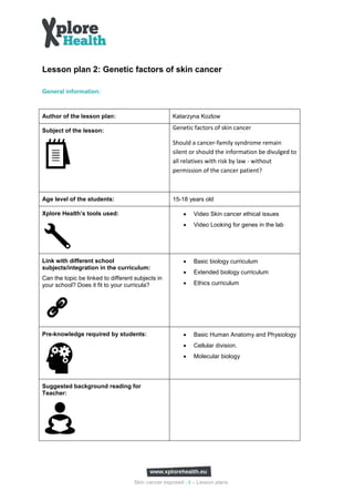 Skin cancer exposed - Lesson plans | PDF | Skin and Dermatology ...