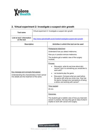 Skin cancer exposed - Tools' information | PDF