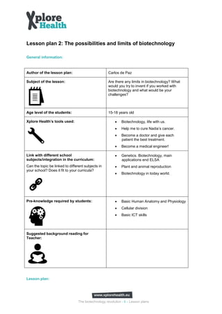 The biotechnology revolution - Lesson plans | PDF