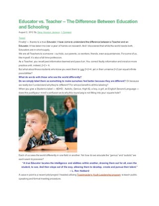 Educator vs | DOCX | Educational Assessment | Education