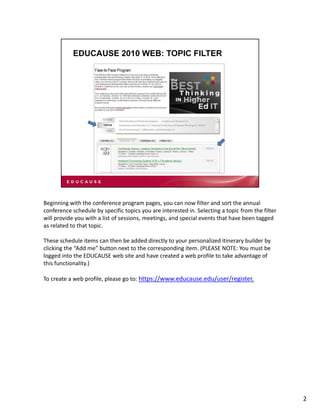 EDUCAUSE 2010 web enhancements | PDF