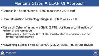 Montana State, Research Networking and the Outcomes from the First ...