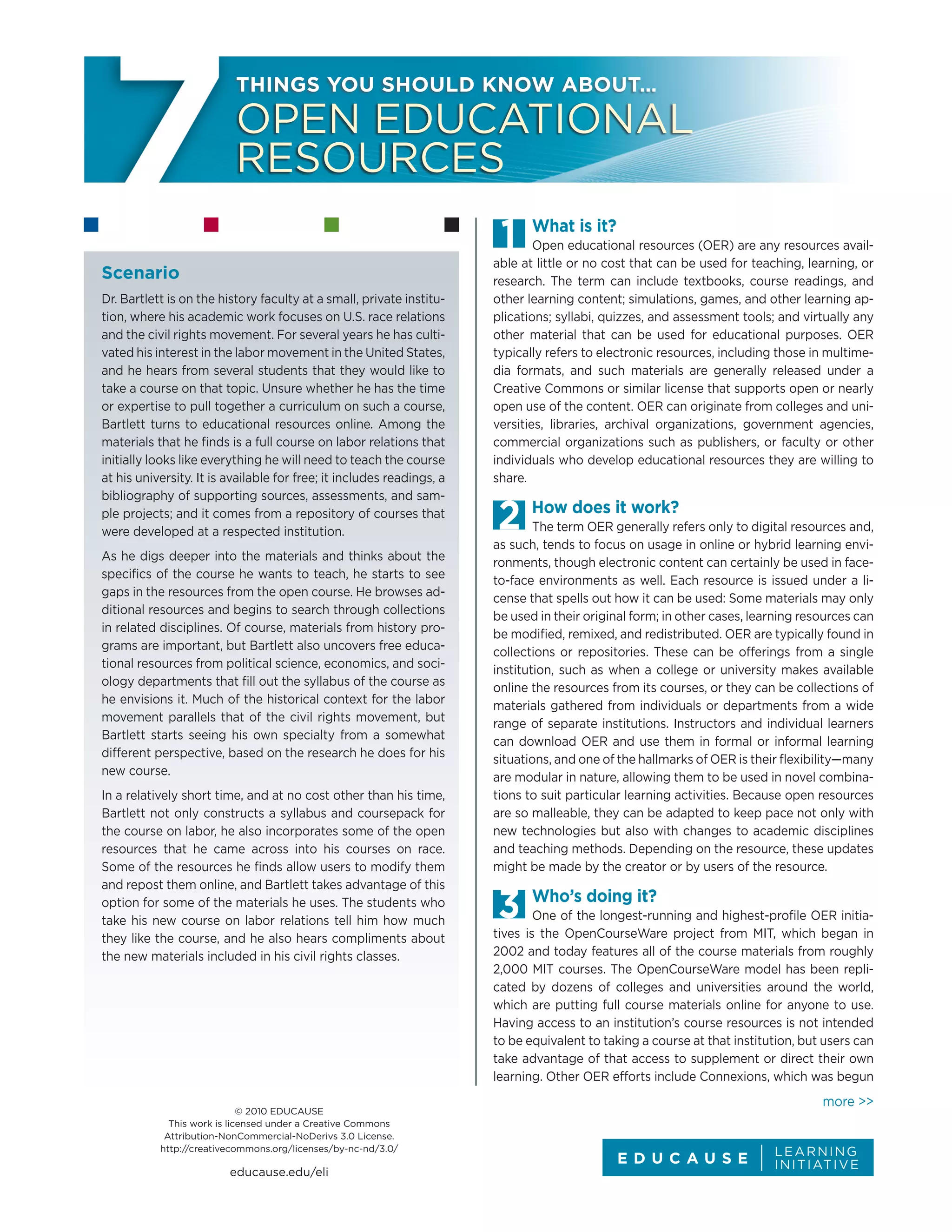 Educause 7 things you should know about oer | PDF | Educational ...