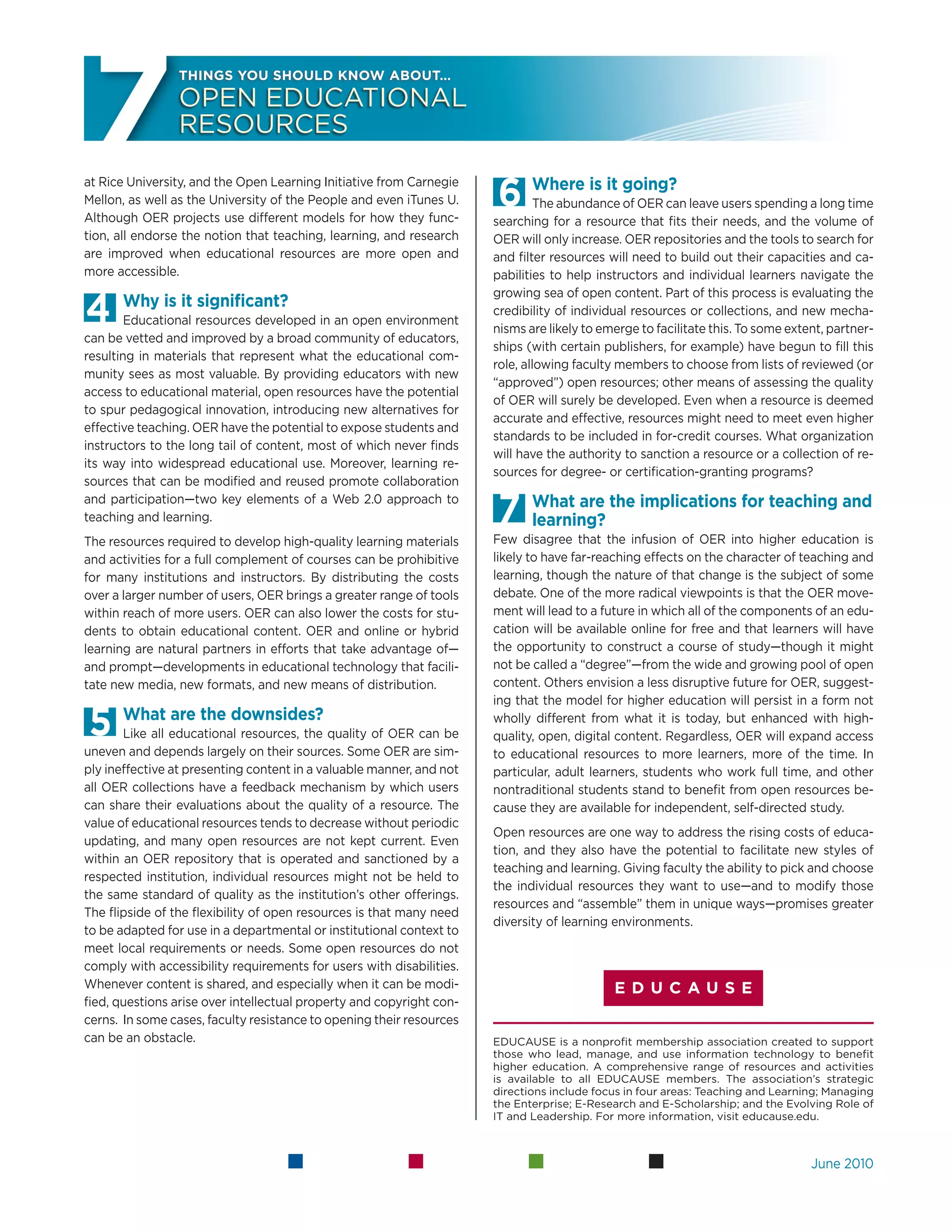 Educause 7 things you should know about oer | PDF | Educational ...